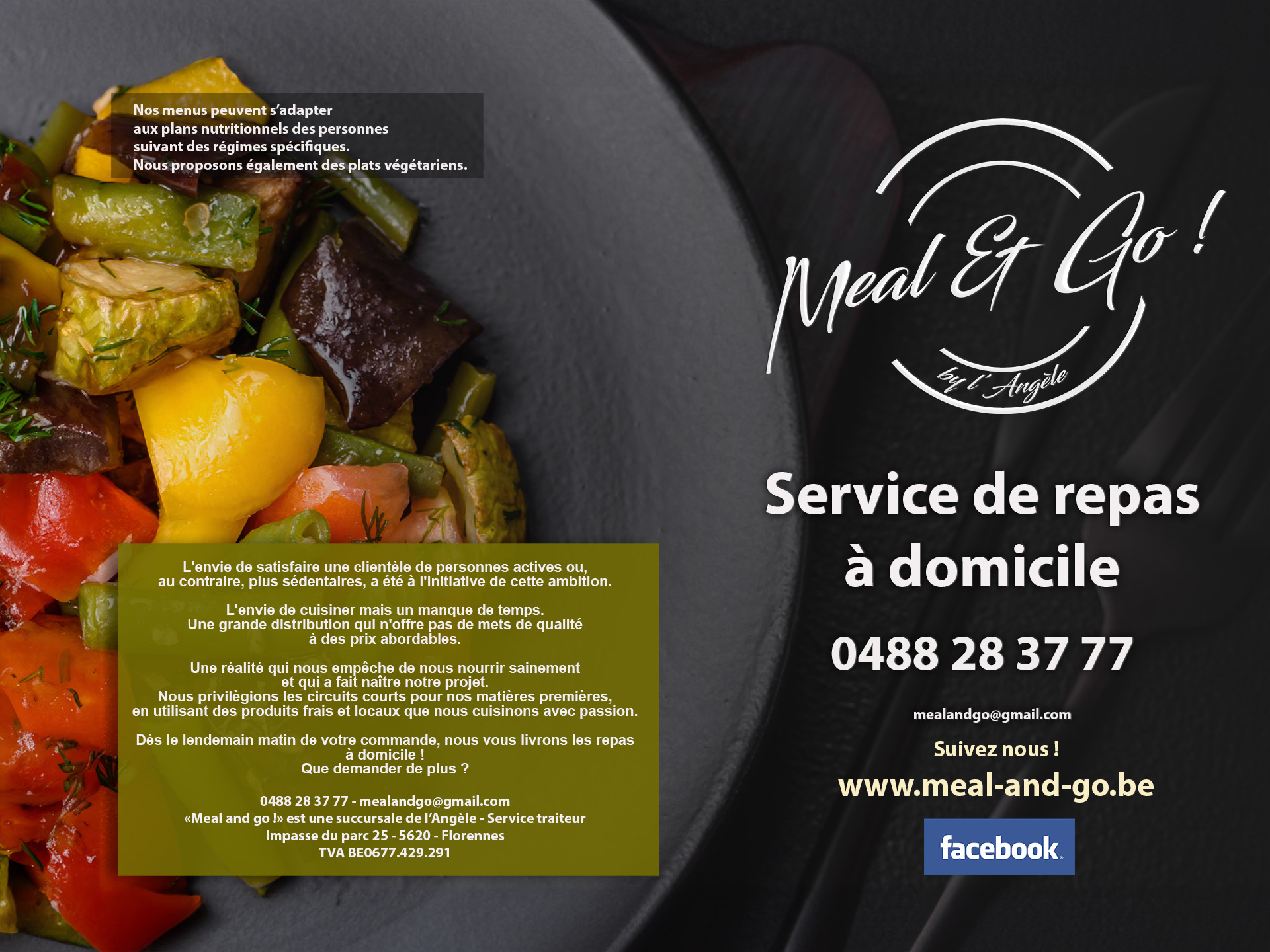 Menu à domicile du mois - Repas à domicile Meal and Go